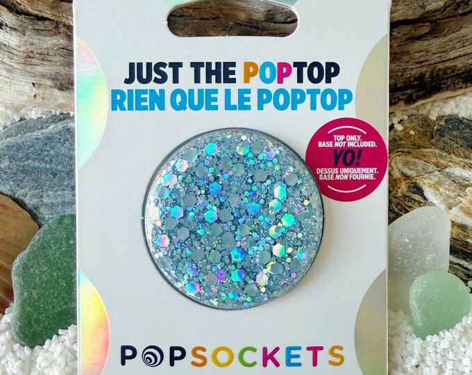 Bluebird Holo Glitter, Customized Swappable Popsocket, Clear Top ...