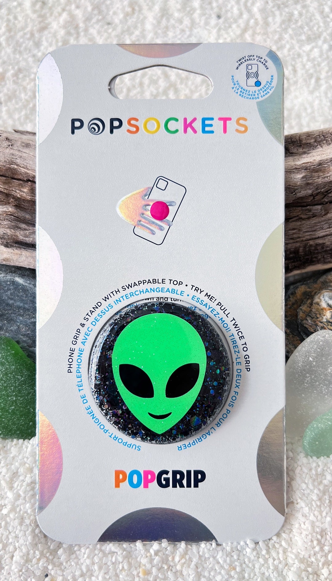 Alien Face/galaxy Glitter, Handmade/customized, Swappable Popsocket ...