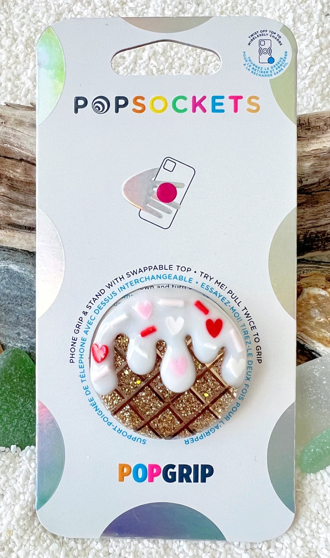 Valentines Ice Cream Cone, Handmade/customized, Swappable Popsocket ...