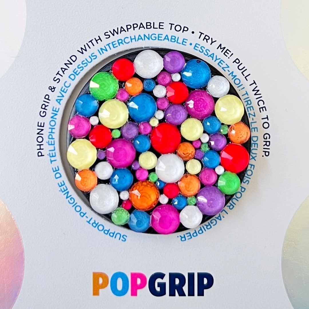 Neon Chalk Rhinestone, Customized, Swappable Popsocket, Black Popsocket ...