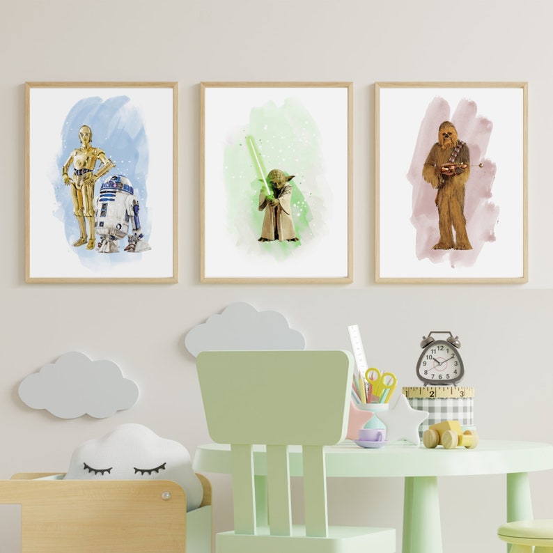 Set of 13 Classic Star Wars Watercolor PRINTABLE ART, Star Wars ...