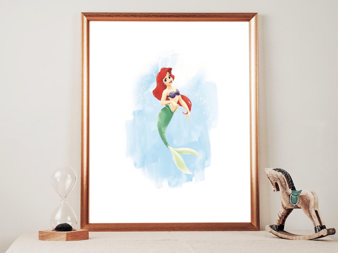 Ariel Disney Watercolor PRINTABLE ART, Ariel Print, Movie Poster ...