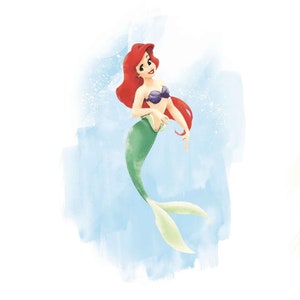 Ariel Disney Watercolor PRINTABLE ART, Ariel Print, Movie Poster ...