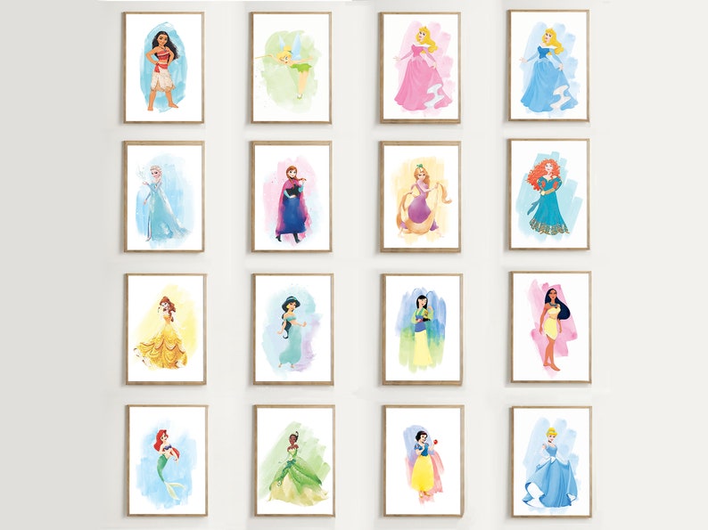 Set of 15 Classic Princesses Watercolor PRINTABLE ART - Etsy