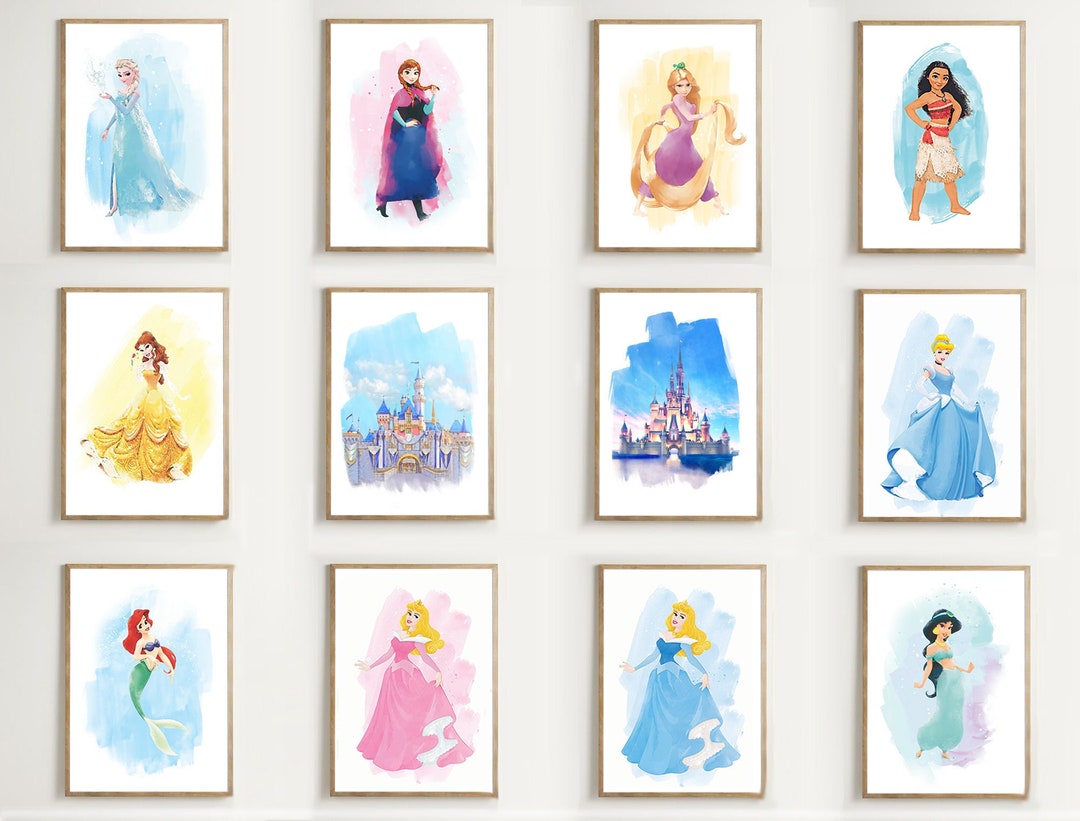 Set of 11 Classic Princesses and Castle Watercolor PRINTABLE ART ...