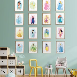 Set of 15 Classic Princesses Watercolor PRINTABLE ART, Princess Art ...