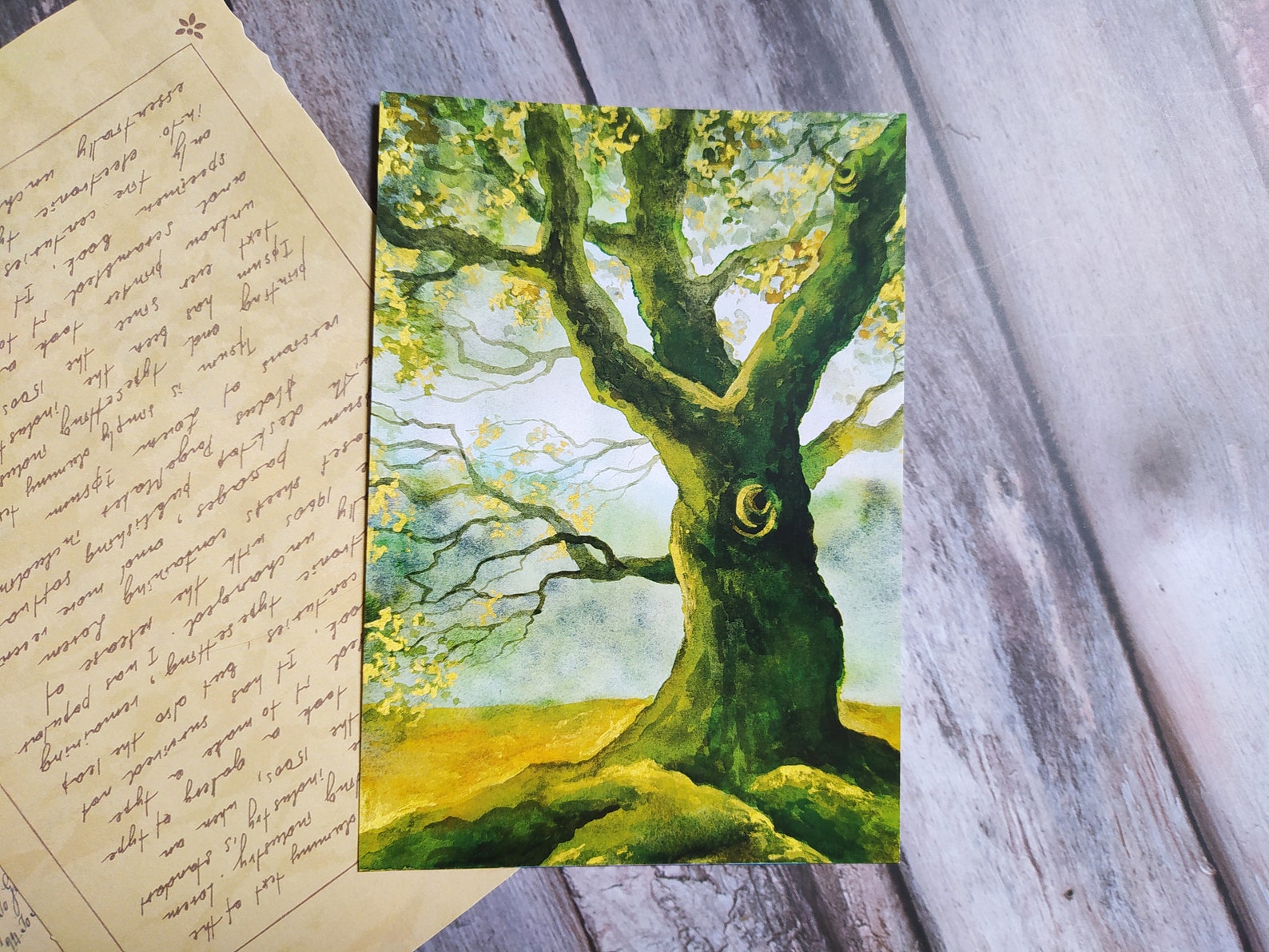 Oak tree postcard Magical tree postcard Mini Print A6 card | Etsy