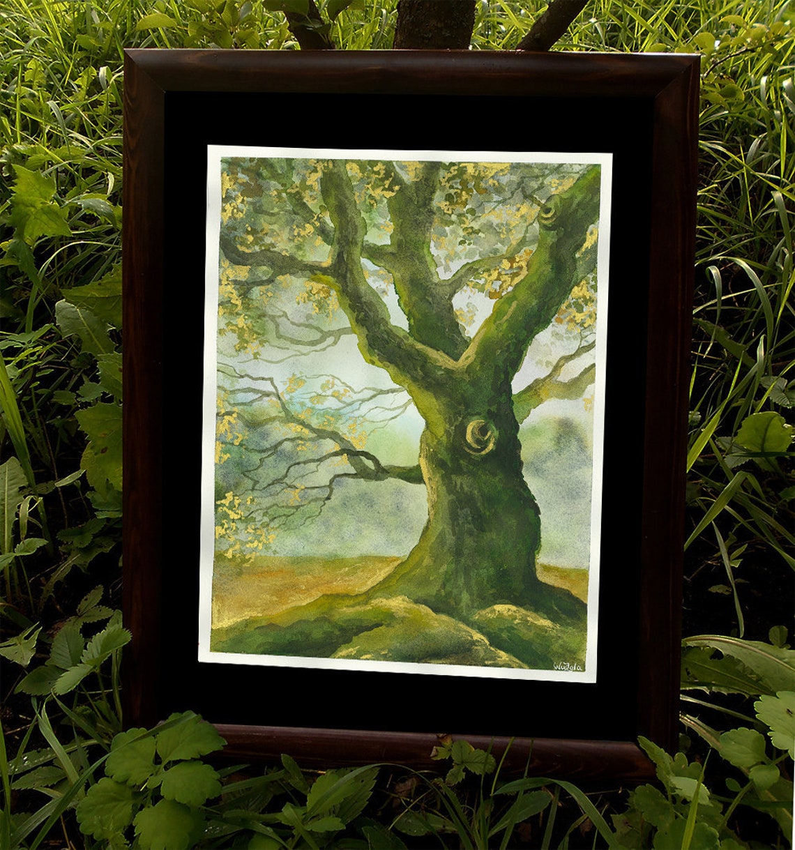 Autumn oak tree ORIGINAL watercolor painting Forest painting | Etsy