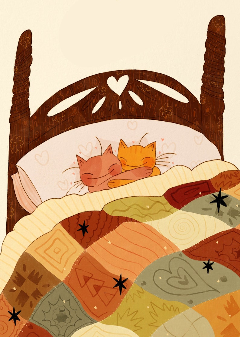 The Lovers (A5 Cat Art Print) - Etsy Australia