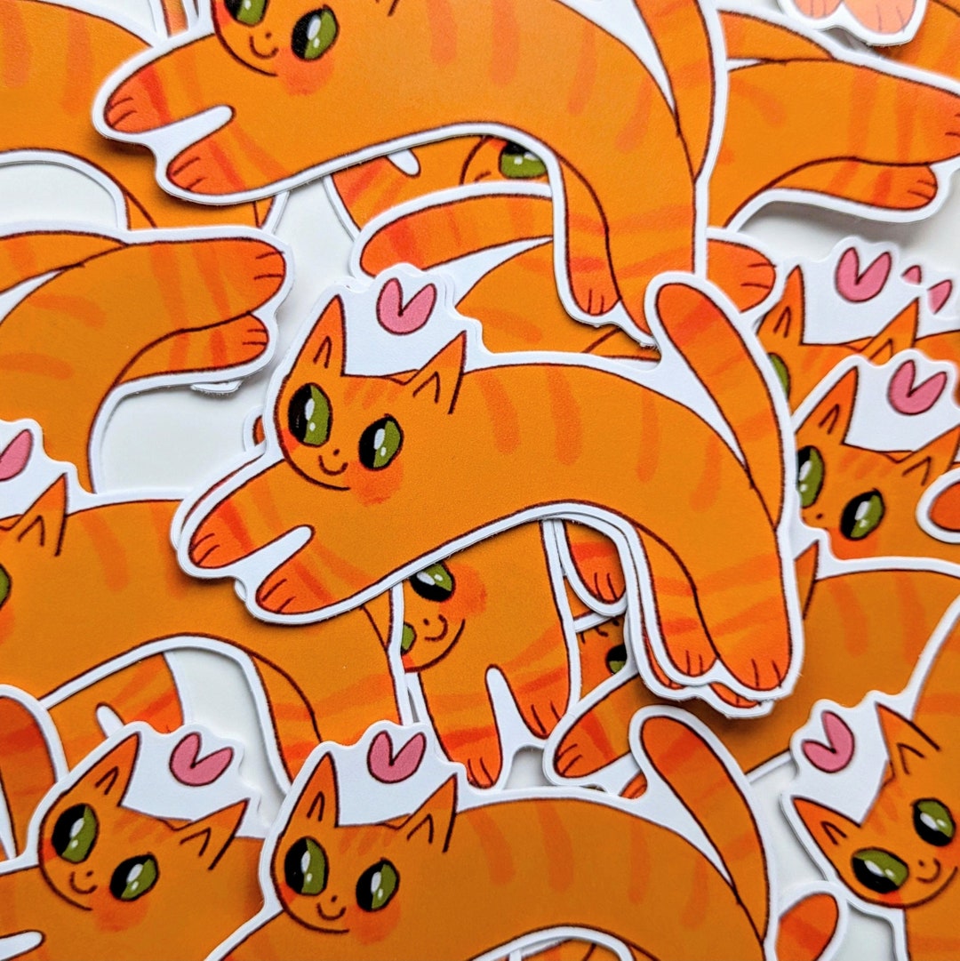 Jumping for Joy Kitty Sticker - Etsy