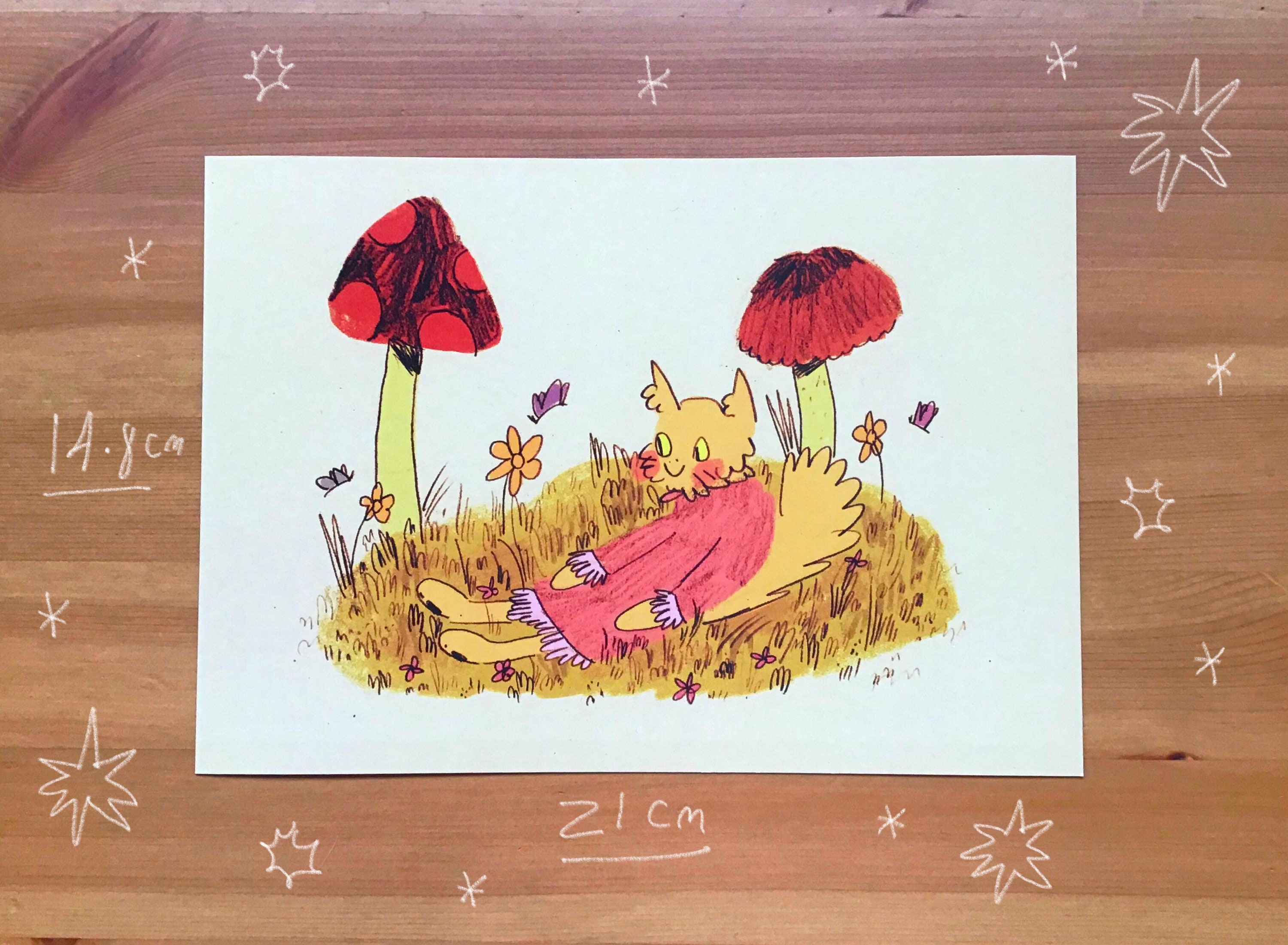 FLOWER CAT A5 Art Print Digital Print - Etsy