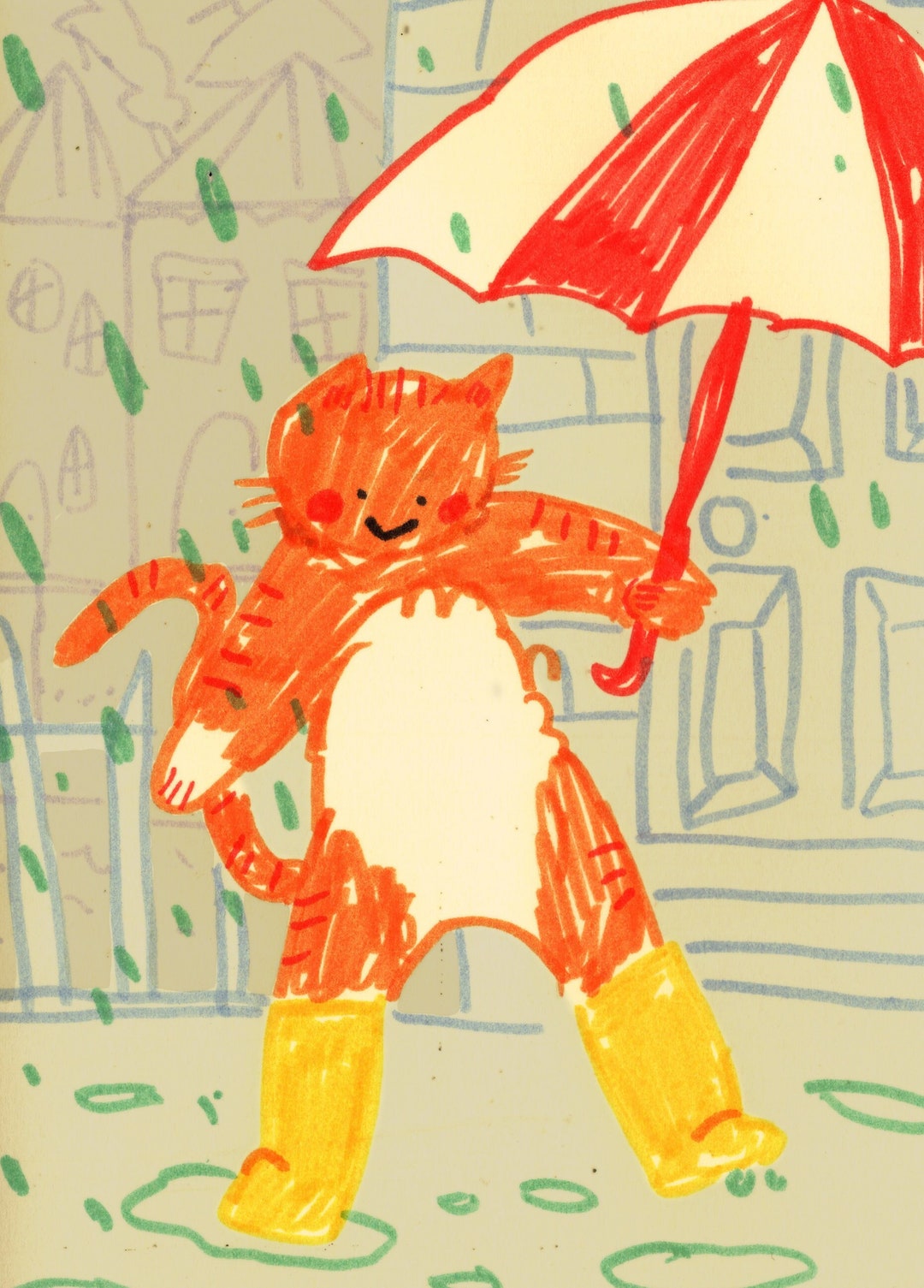 Splish Splash Kitty A5 Cat Art Print - Etsy