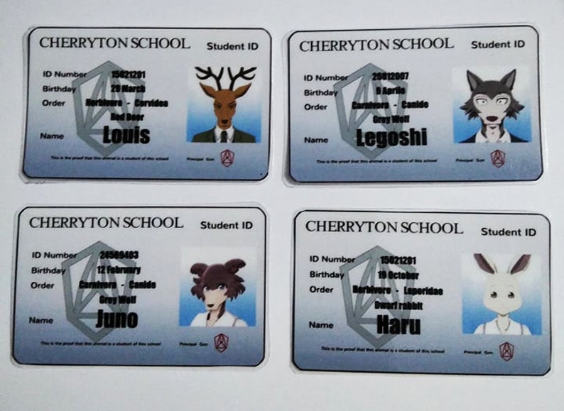 El fan de Beastars hizo réplica de School ID | Etsy