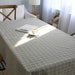 White Grey Black Grid Linen Tablecloth, Grid Table Cloth, Rectangle ...