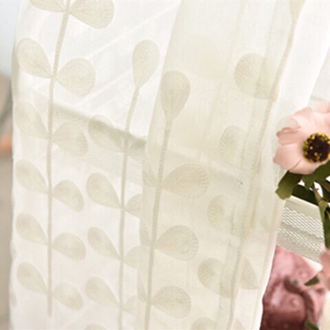 Custom Curtains Cotton White Ginkgo Trees Leaves Embroidered | Etsy