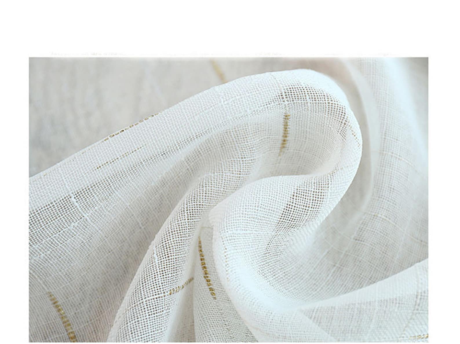 Solid White Linen Sheer Curtain Fabric with Silver Thread By | Etsy