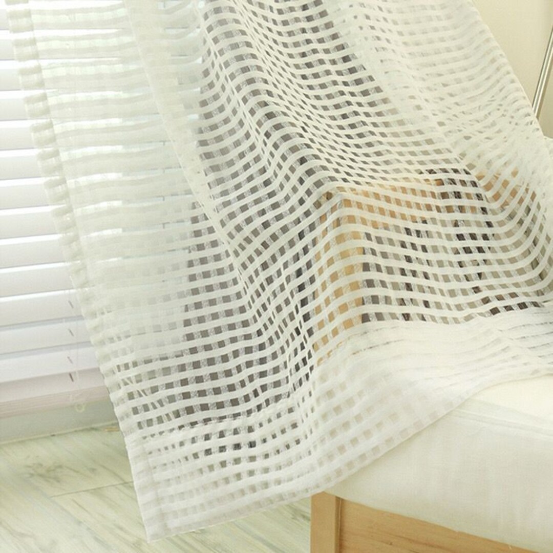 White Linen Sheer Curtain Small Checks ,linen Sheer Curtain Fabric ...