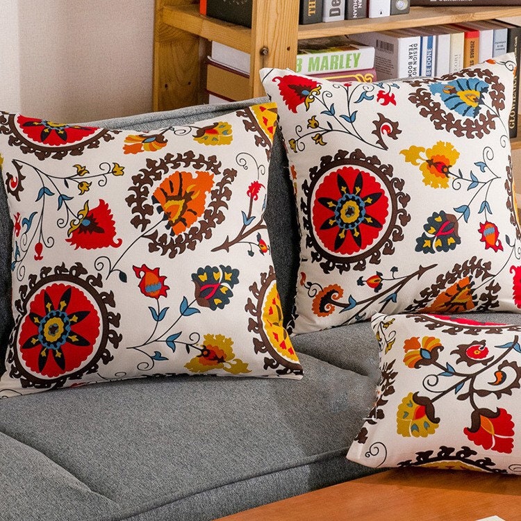 Ethnic Style Printing Linen Tablecloth Fabric Lace Trim for - Etsy