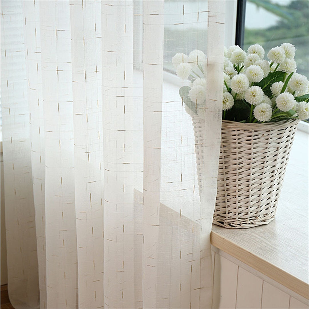 White Linen Sheer Curtain Fabric With Silver Thread - by the Yard - Etsy