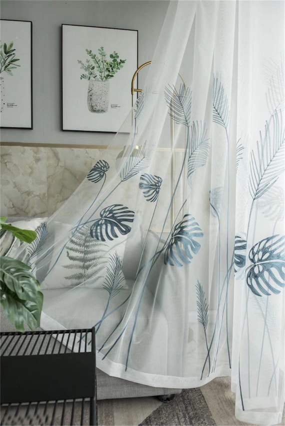 Custom Beautiful Big Blue Plantain Leaves Embroidered on White - Etsy