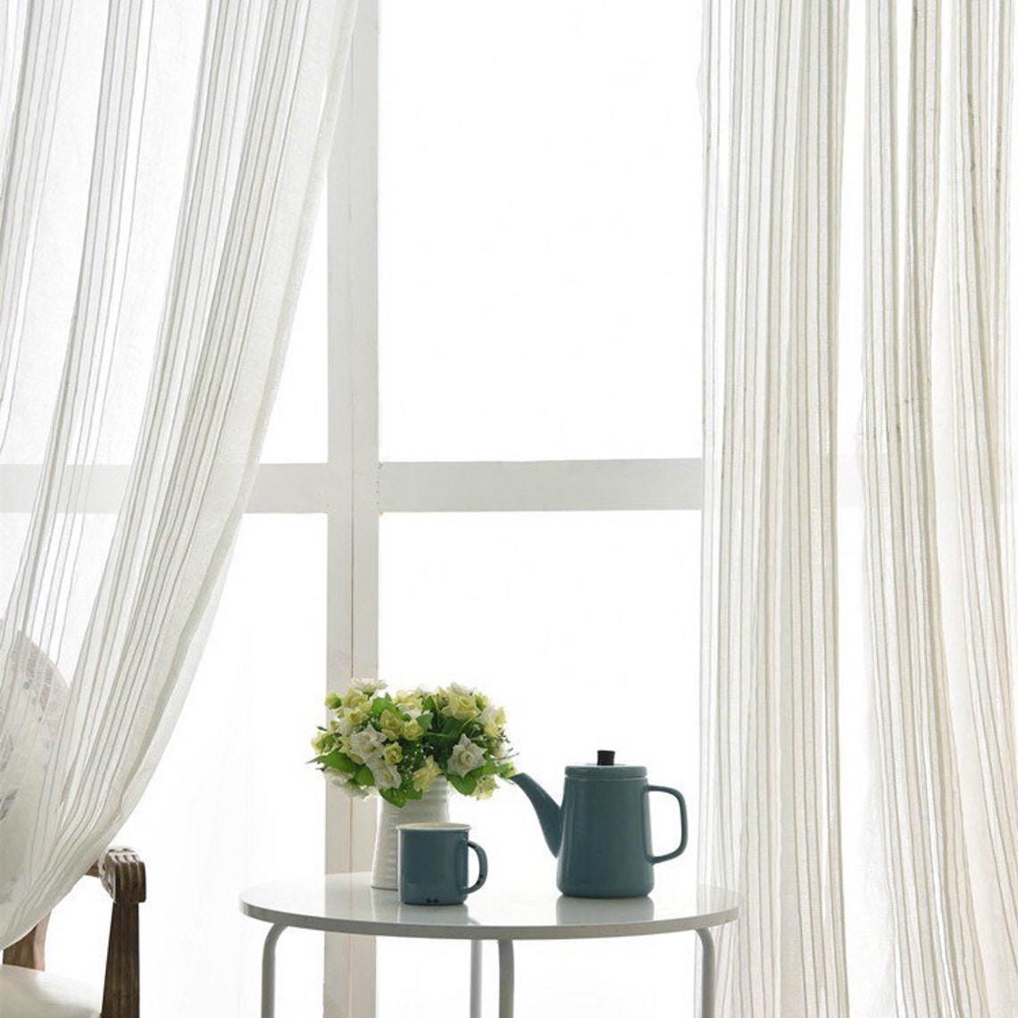 Cotton White Twist Helical Line Stripes Embroidered on White | Etsy