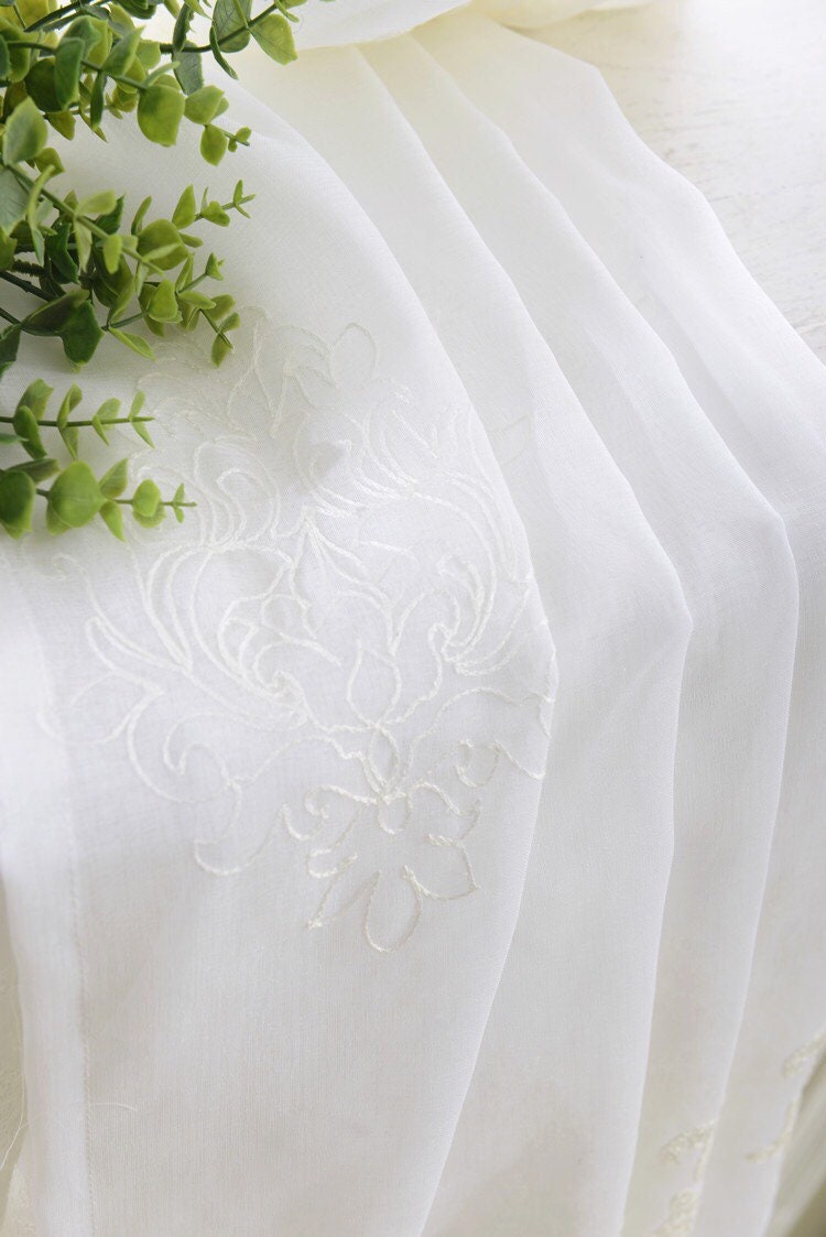 Cotton Thread Yarn White Europe Floral Embroidered on White | Etsy