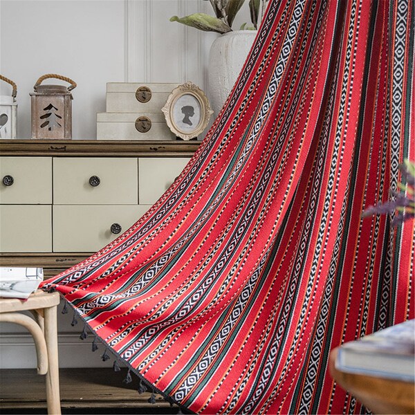 Red Black Curtains - Etsy