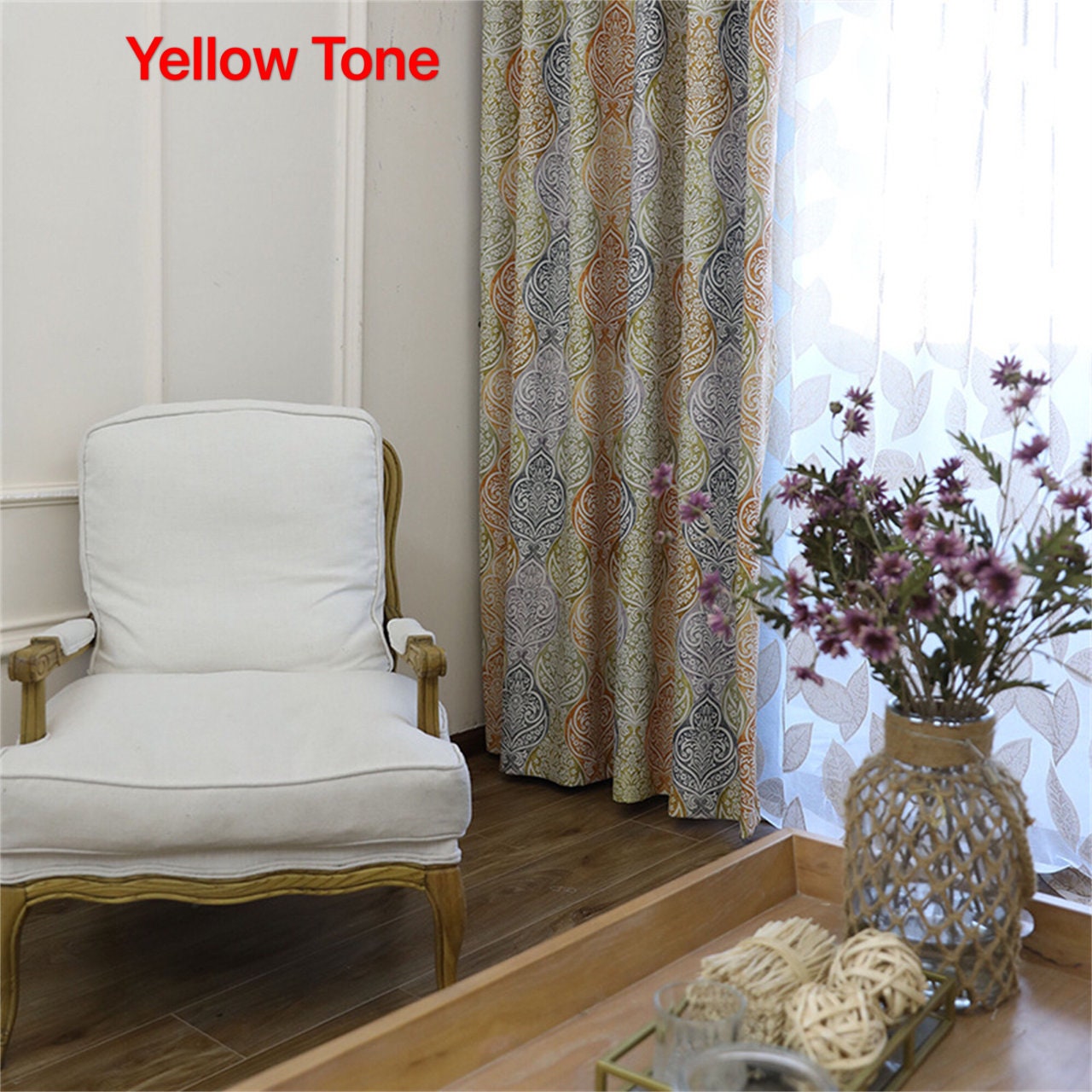 Vintage Europe Yellow Flower Designing Printing Cross Linen | Etsy