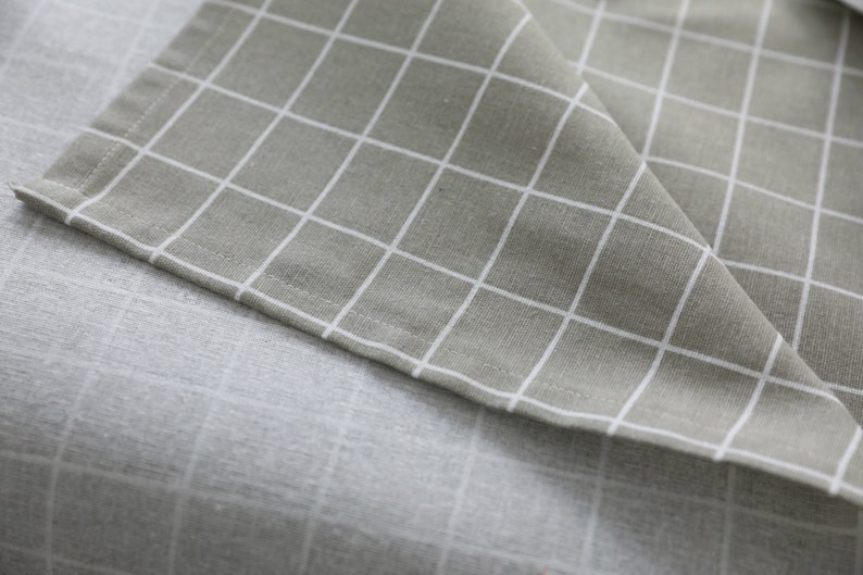 White Grey Black Grid Linen Tablecloth Grid Table Cloth - Etsy