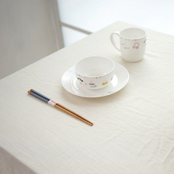 Nature White Plain Cotton Linen Tablecloth With Lace | Etsy