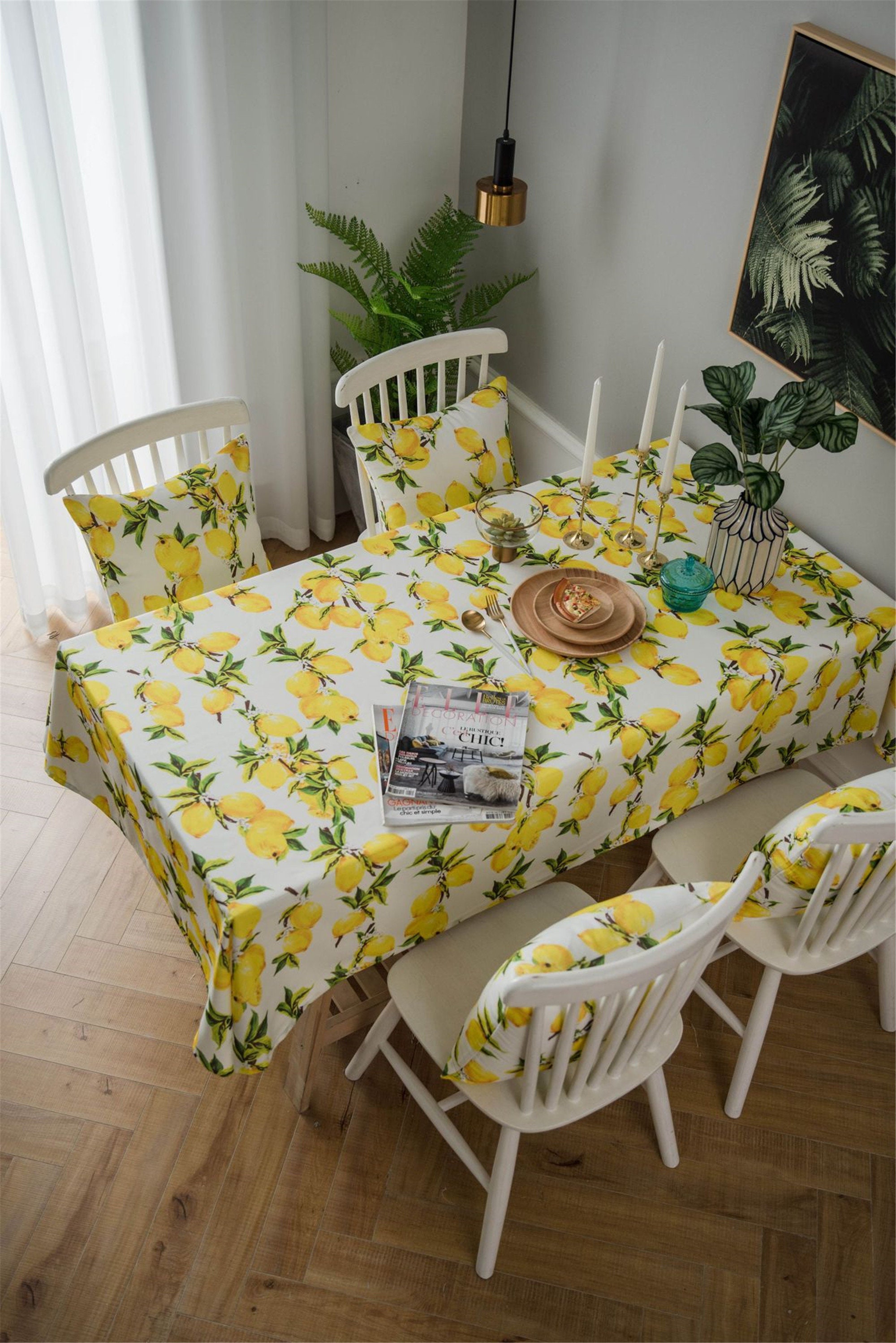 Gelbe Zitronendruck Leinen TischdeckeObst Tischtuch Blatt | Etsy