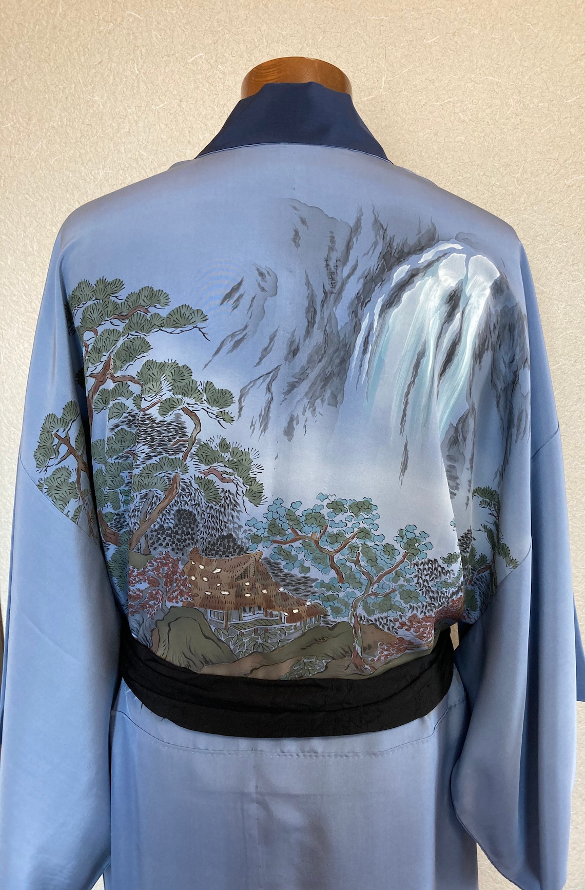 Elegant Blue Mens Pure Silk Kimono Robe Nagajuban Natures | Etsy