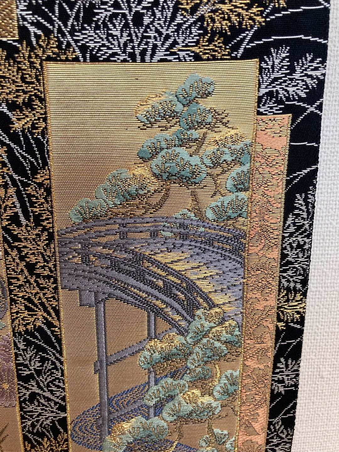 Magnificent Golden Silk Obi Decor, Four Seasons / Holy Cranes / Floral ...