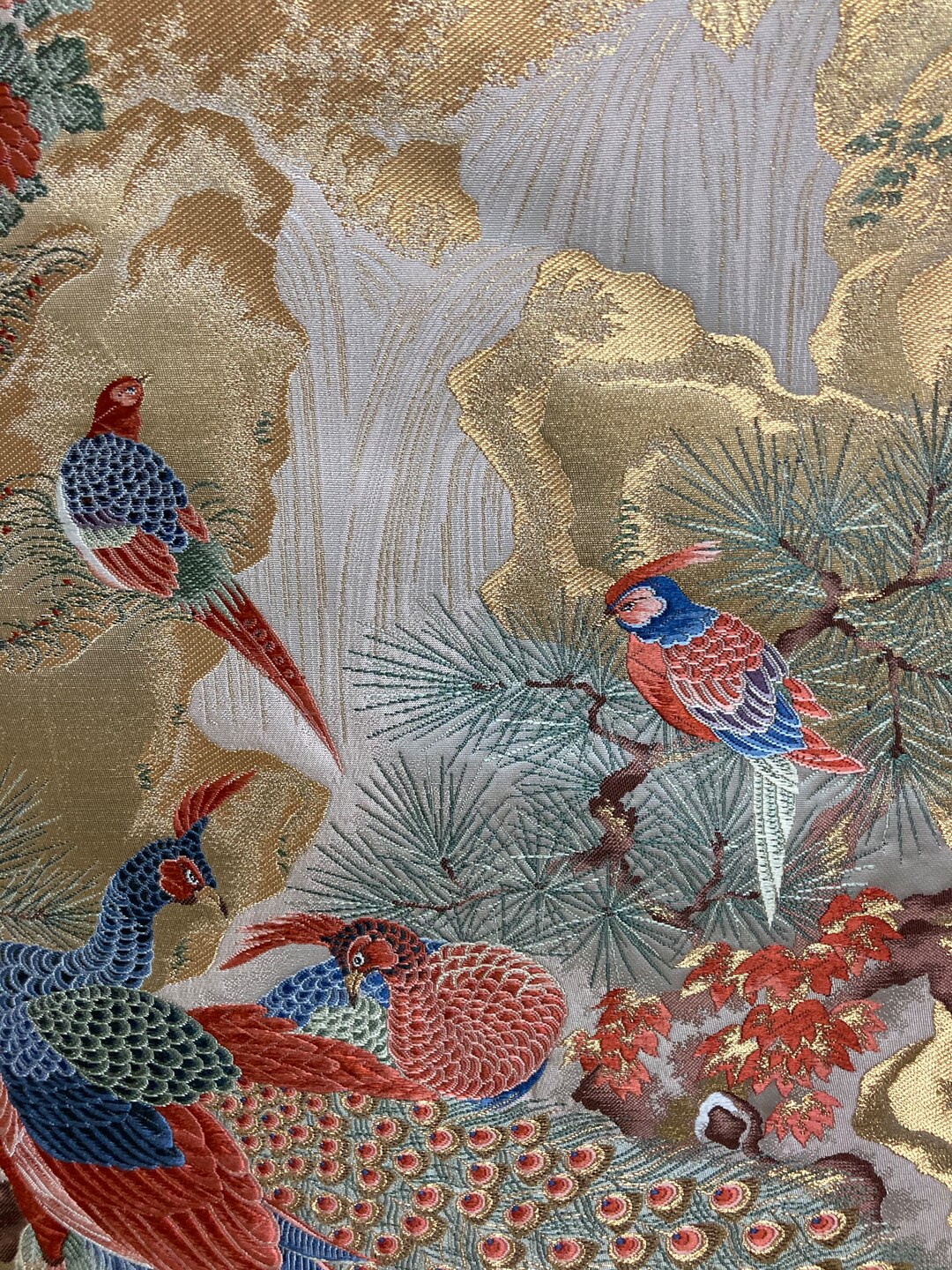 Magnificent Golden Silk Obi Display, Natures / Rocks / Waterfall ...