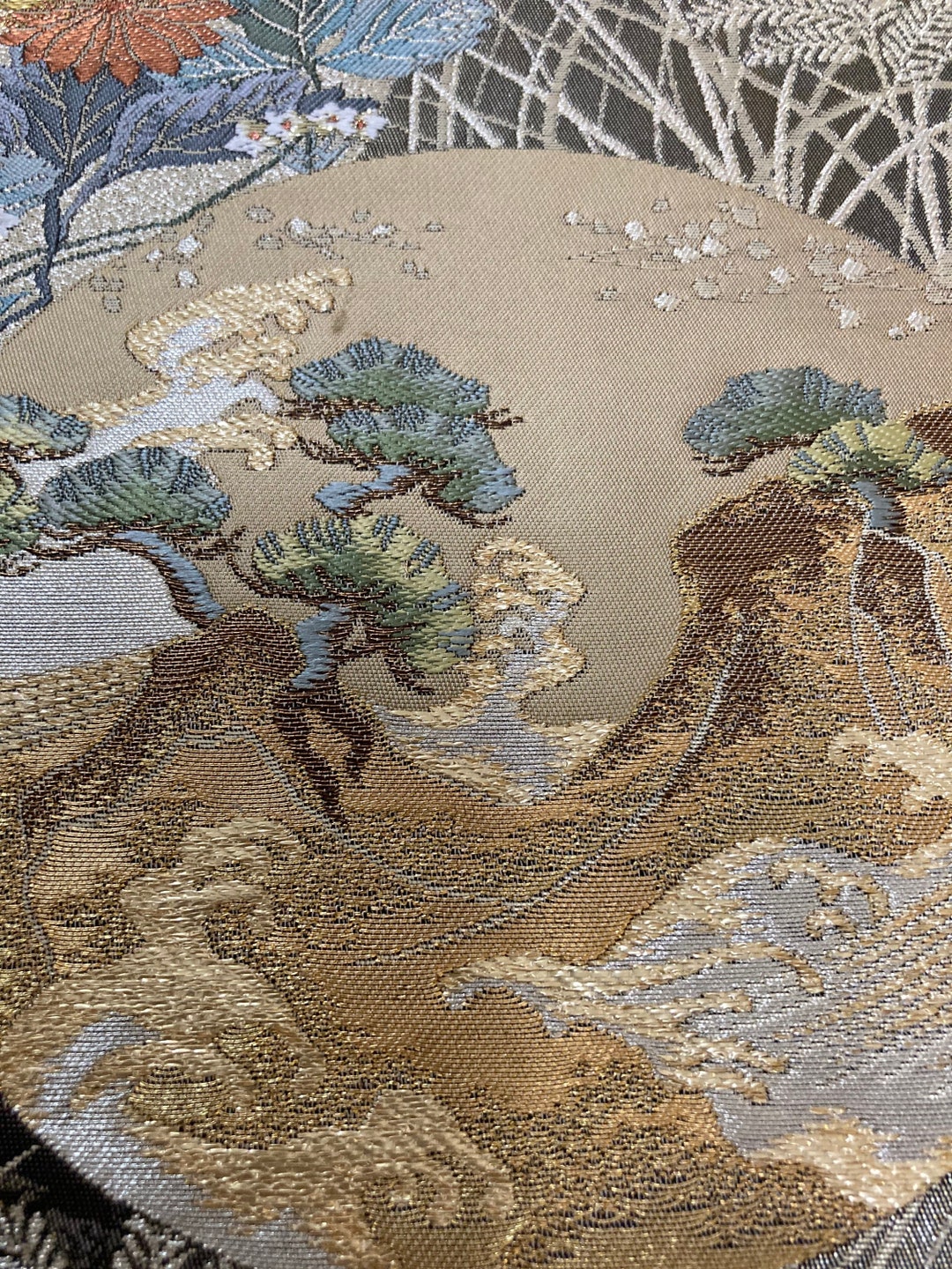 Gorgeous Silver Grey Silk Obi Display Natures / Pine Tree / - Etsy