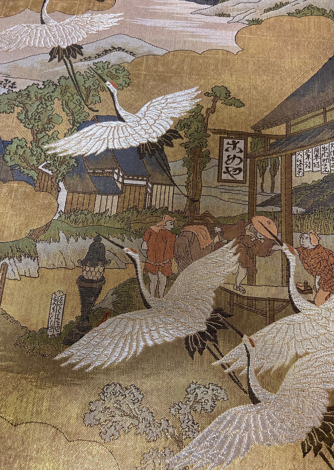 Magnificent Golden Silk Obi Decor, Nature / Large Cranes / Sceneries ...