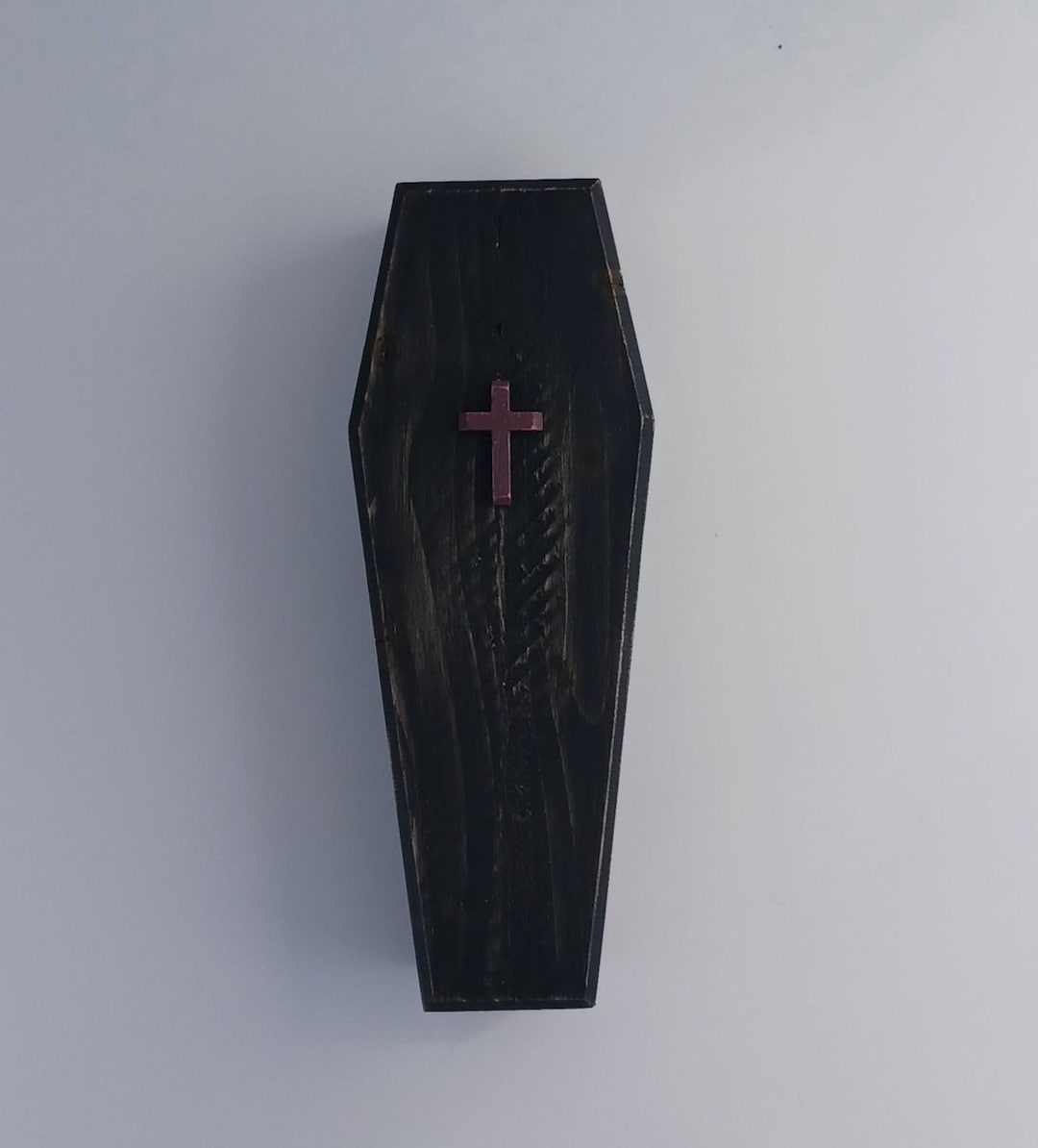 Black Toe Pincher Coffin With Purple Cross and Crushed Purple Velvet ...