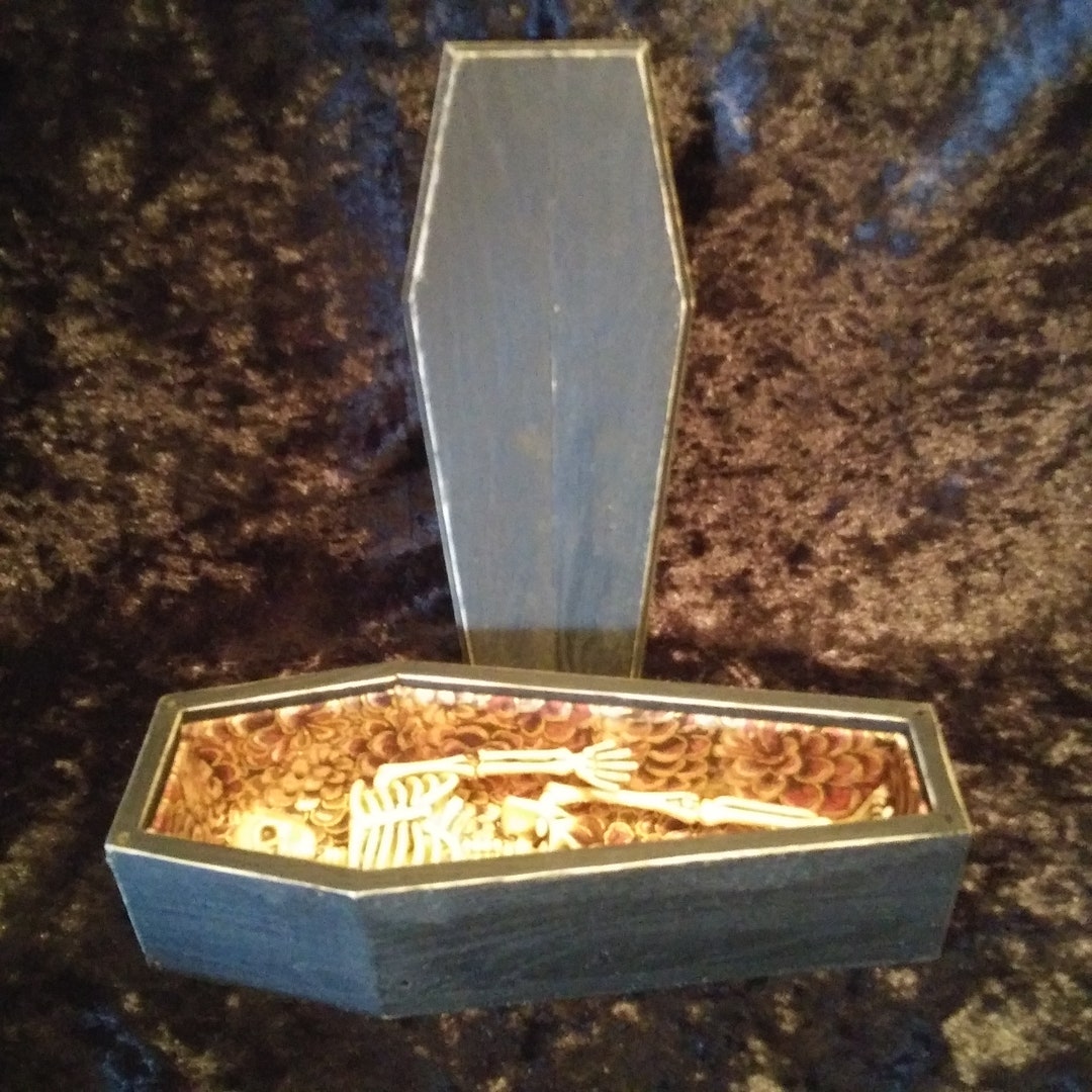 Black Toe Pincher Coffin With Gold and Brown Liner - Etsy