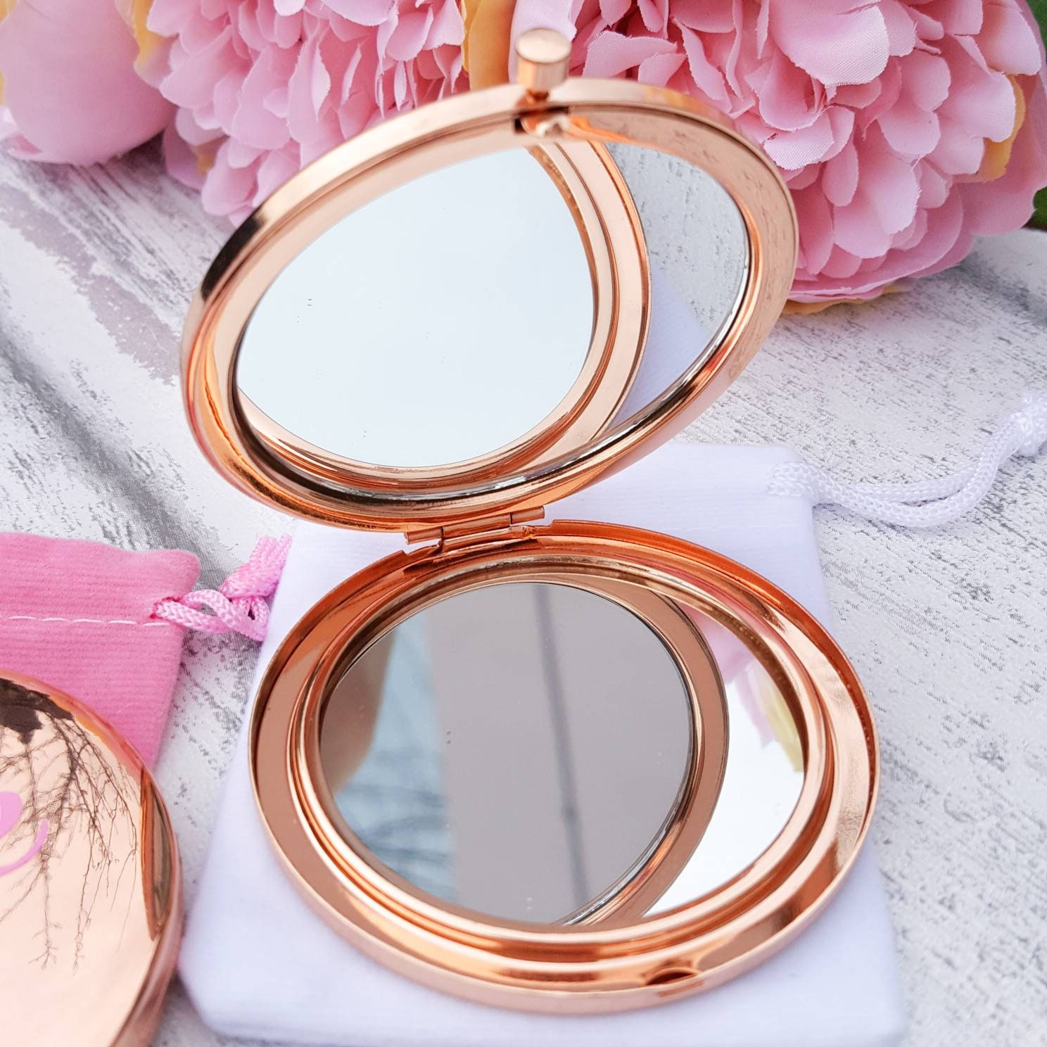 Personalised rose gold compact mirror bridal party gift maid | Etsy