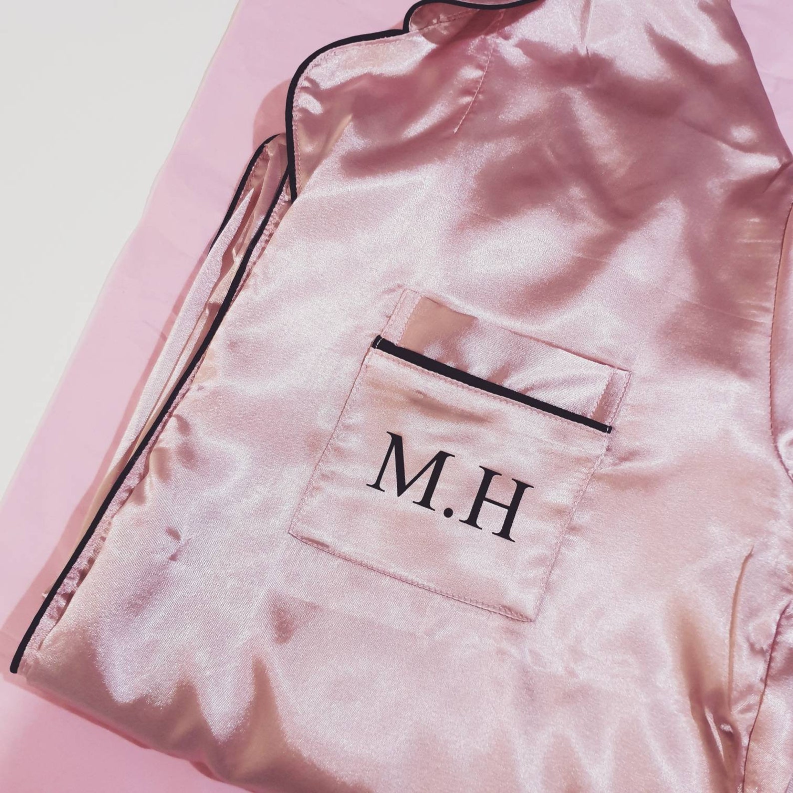 Personalised Satin Pyjamas Long Sleeve Pjs White Pyjamas | Etsy UK