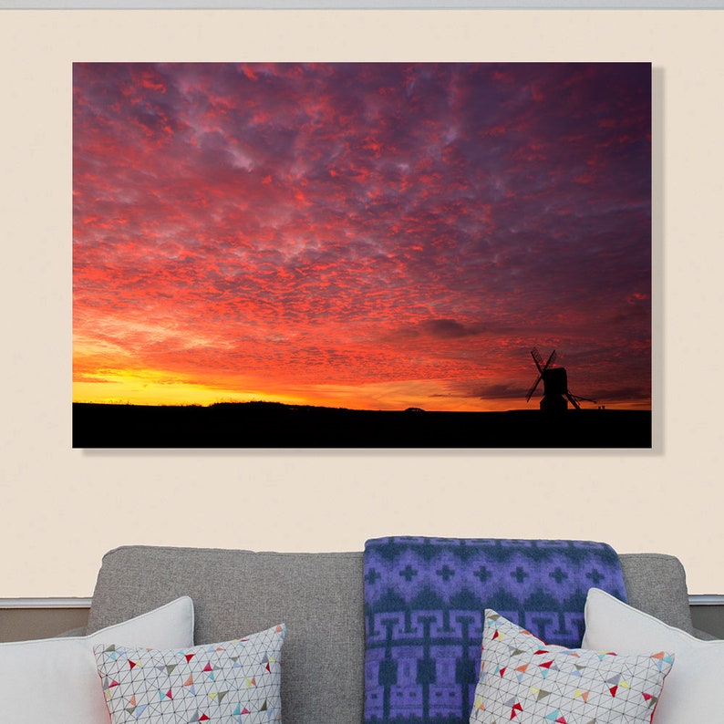 Stevington Post Mill in Bedfordshire Against a Red Sunset - Etsy UK