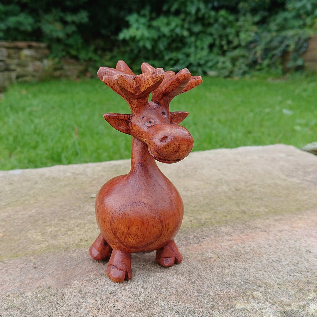 Adorable Handcarved Wooden Reindeer Waxed Polished and Ready to Assist ...