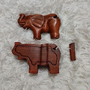 Wooden Elephant Shaped Puzzle Box Beautifully Made to a Incredible High ...