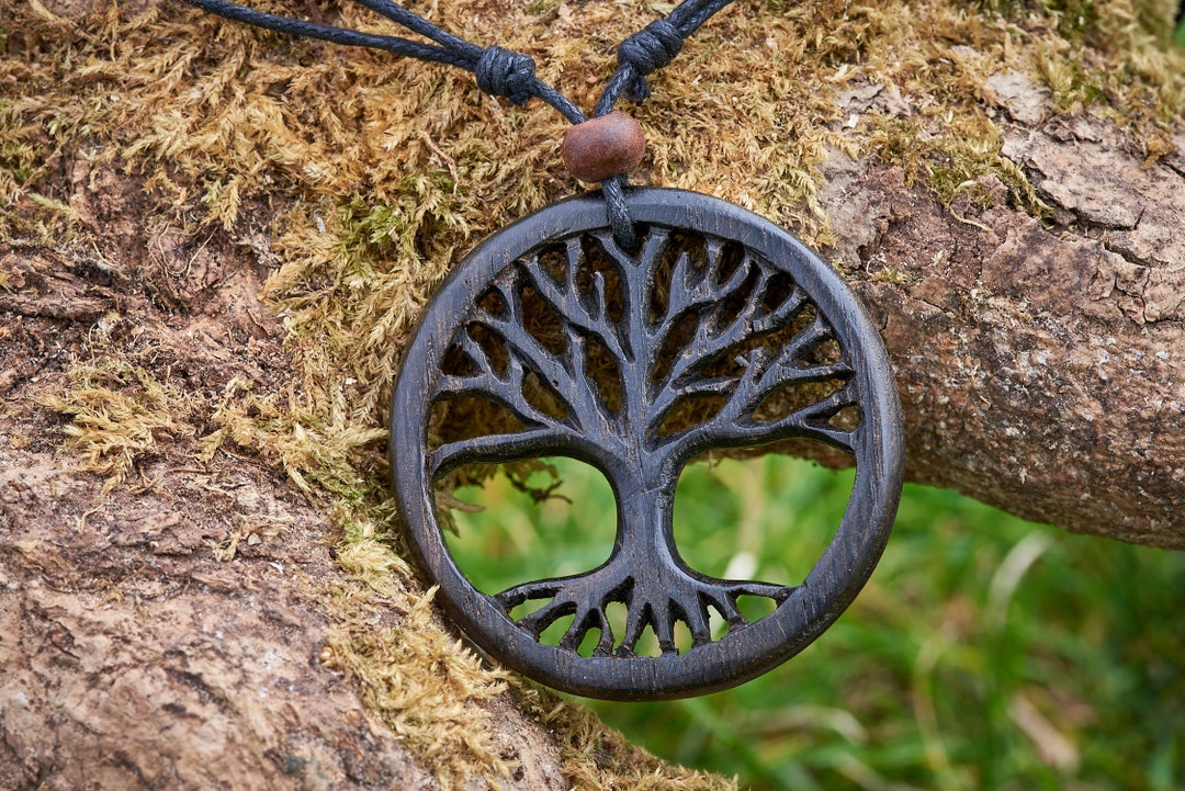 Wooden Tree of Life Pendant Made With Bog Oak and Hung on a Adjustable ...