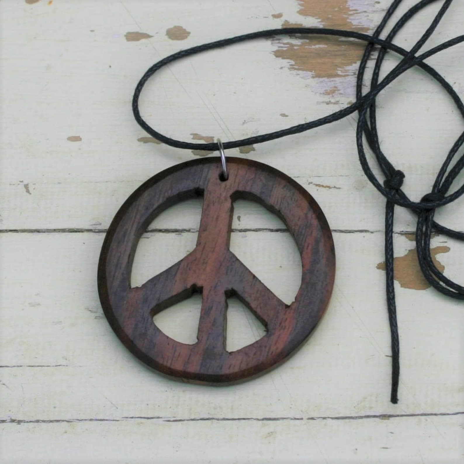 Wooden Peace Symbol Made From Reclaimed Rosewood and Hung on a | Etsy UK