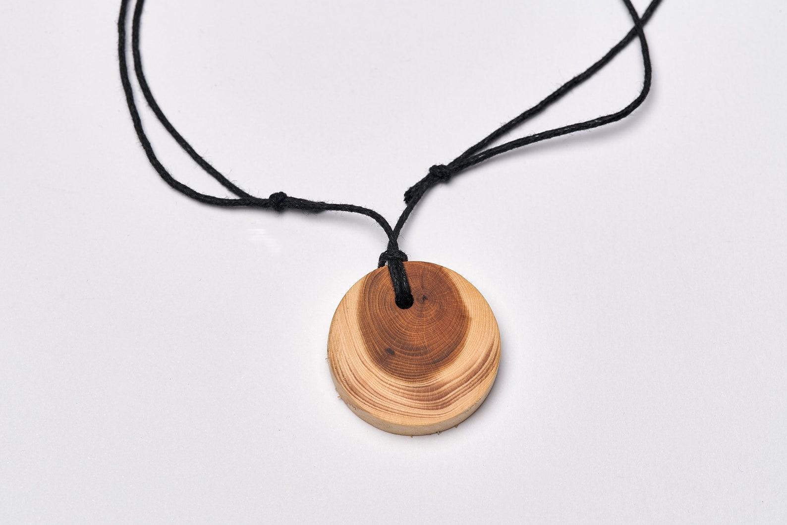 Round Wooden Pendant Made From English Yew Hung on a Adjustable Waxed ...
