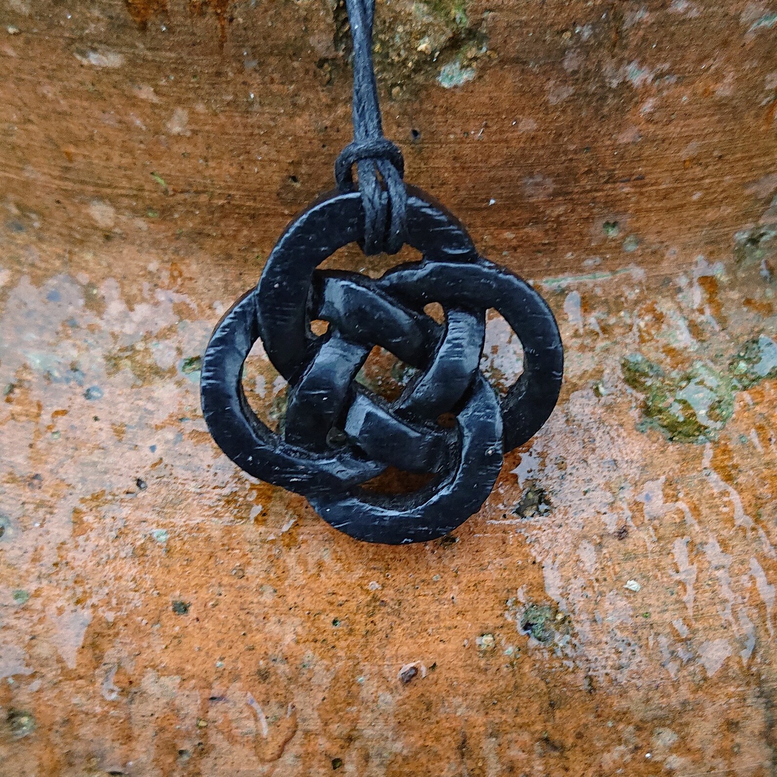 Wooden Bog Oak Celtic Knot Pendant Hung on a Adjustable Waxed - Etsy