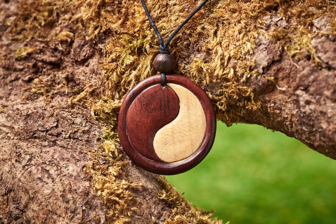 Yin & Yang Pendant Made From Reclaimed Wood and Hung on a Adjustable ...
