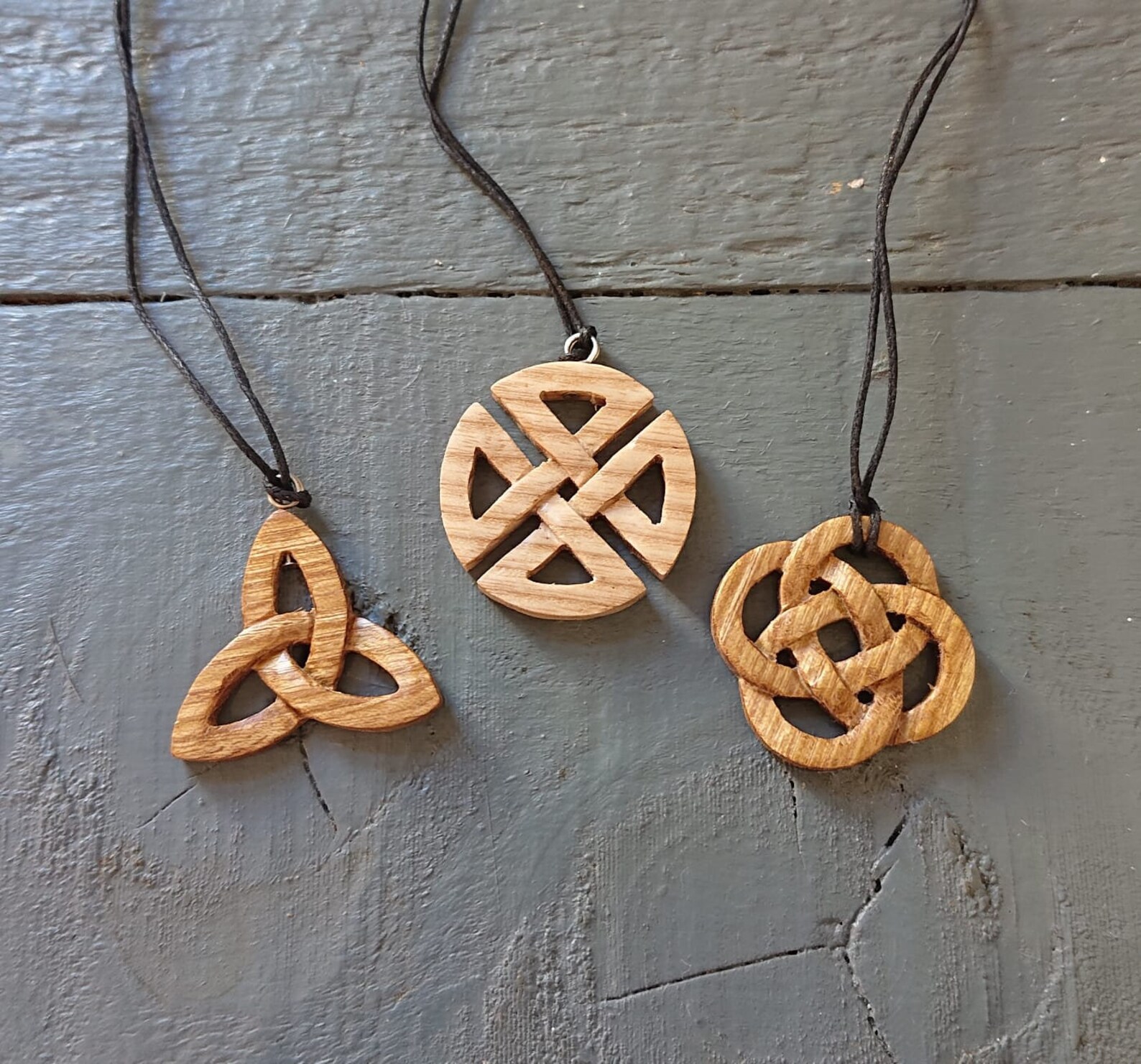 Wooden Celtic Knot Pendant Made From 200 Year Old Reclaimed Ash Hung on ...