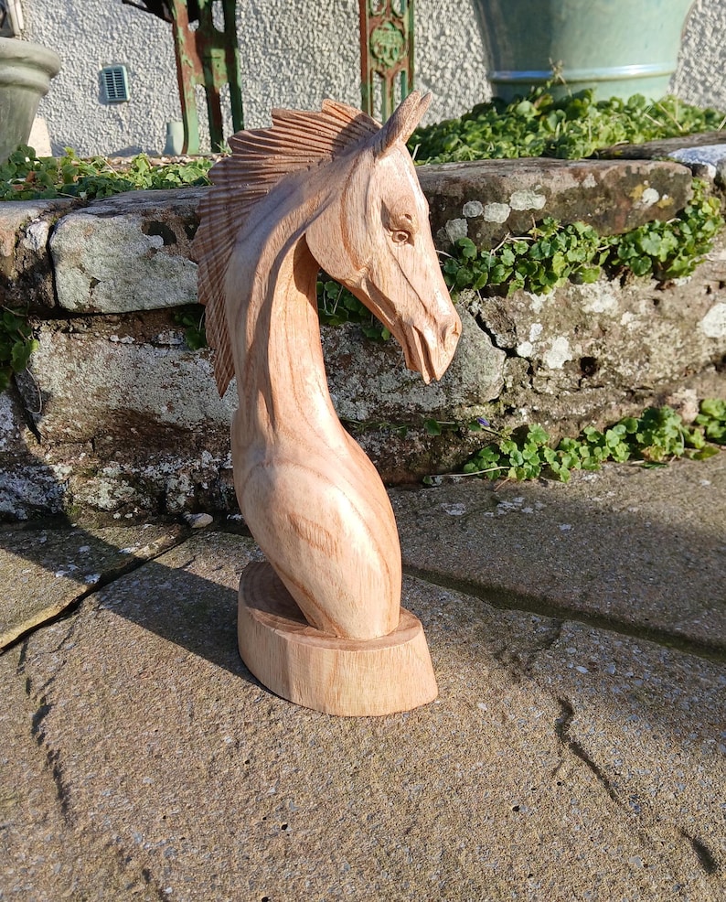 Beautiful Horsehead Bust Carved From a Single Piece of Wood to ...